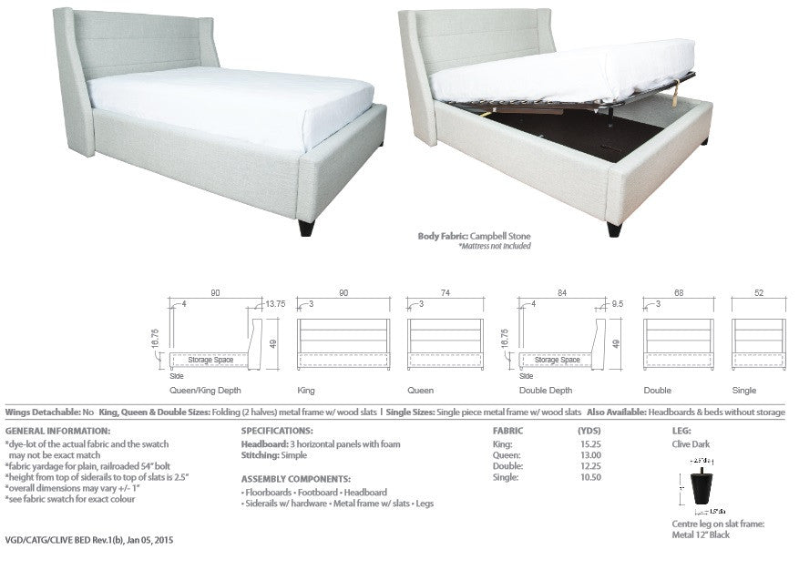 Clive Storage Bed - Lift Series - Shop for Bedroom - Parliament Interiors
